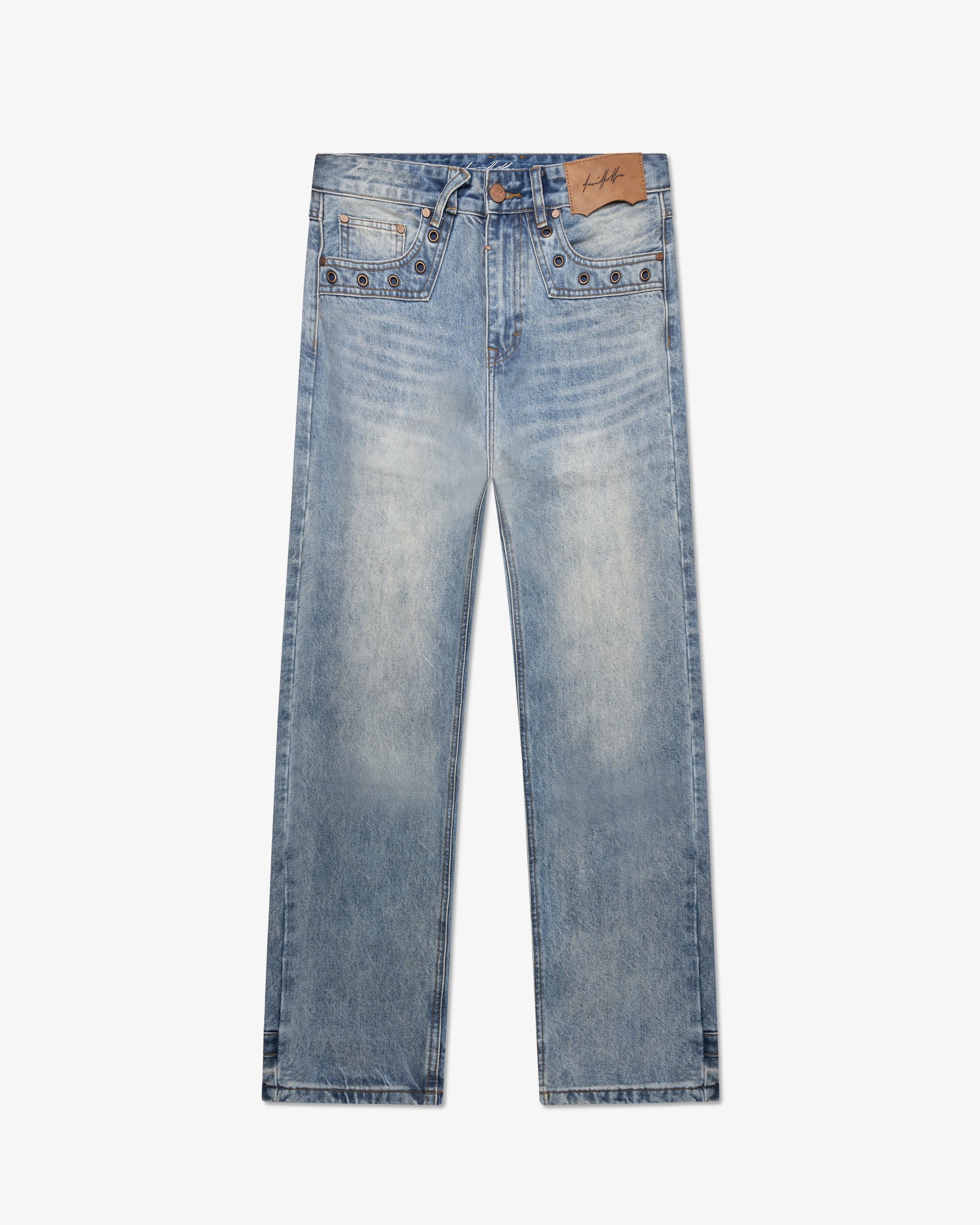 Straight Cut Denim: Eyelet Signature Blue